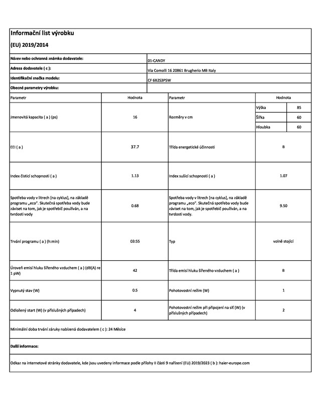 CANDY CF 6B2S3PSW - Myčka | Alza.cz